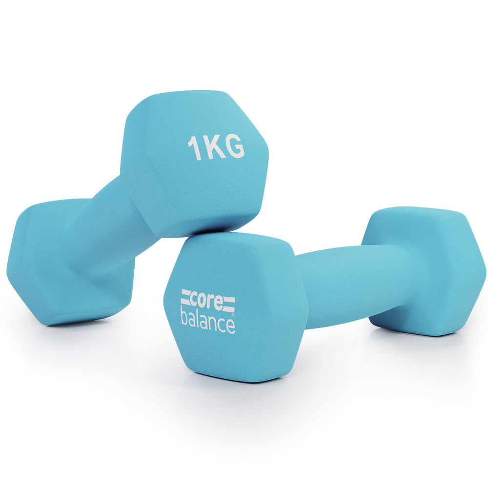 Hex Neoprene Dumbbells Pair | 2 x 1kg to 10kg | Core Balance